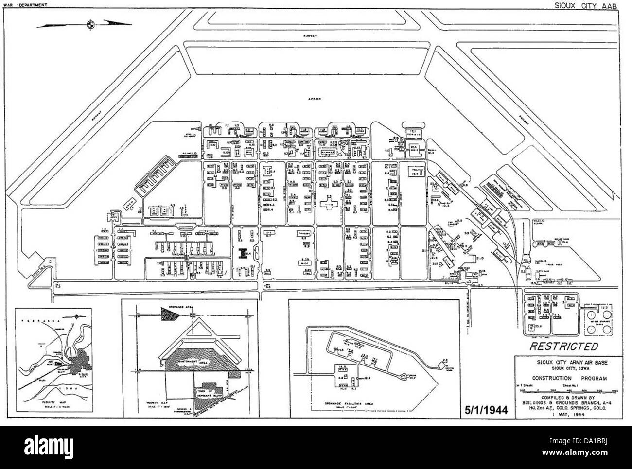 This diagram from 1944 shows the layout of Sioux City Army Air Base ...