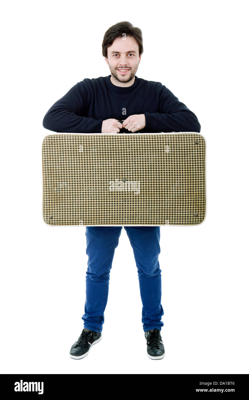 young silly man traveler, full body, isolated Stock Photo - Alamy