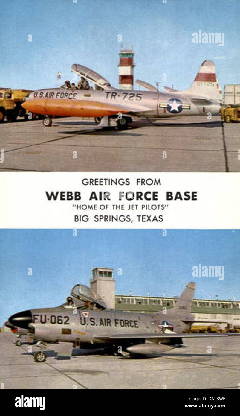 A vintage postcard depicting Webb Air Force Base, showcasing military ...