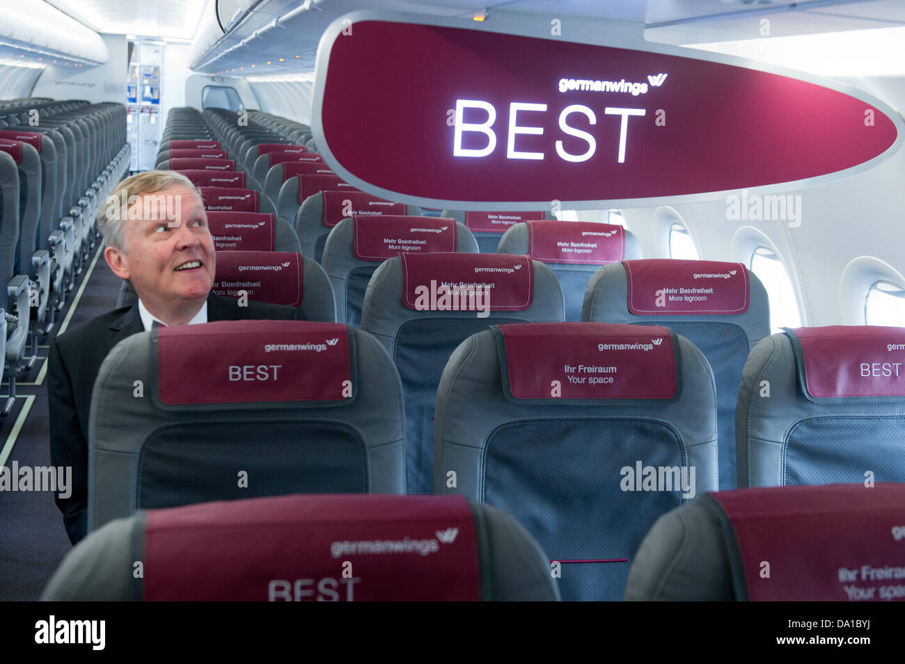 Germanwings CEO Thomas Winkelmann sits inside a Germanwings Airbus ...