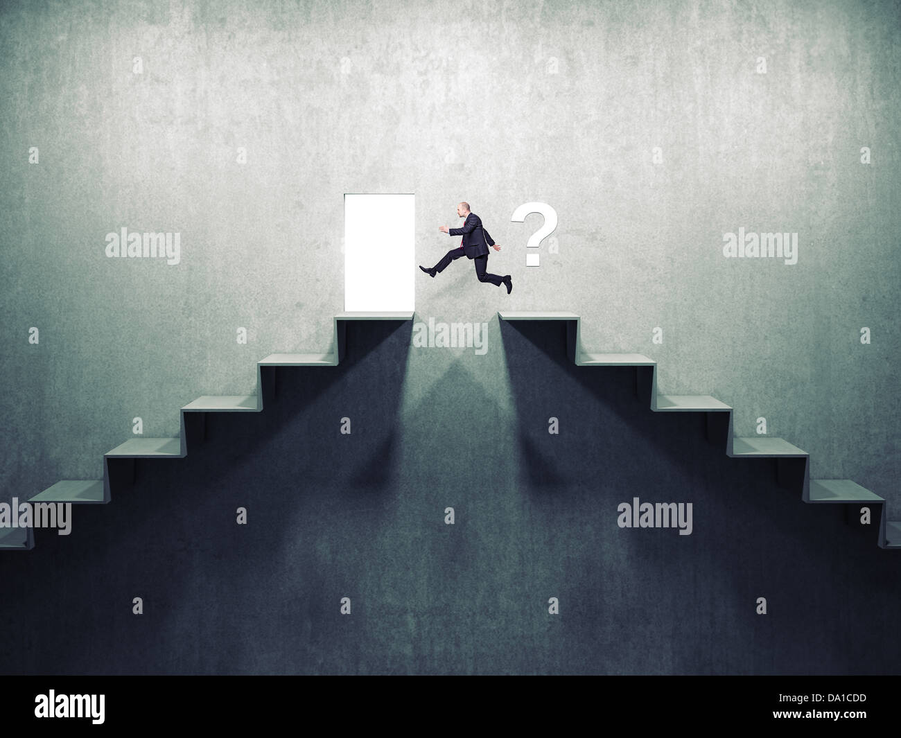 businessman jump over 3d abstract stair Stock Photo - Alamy