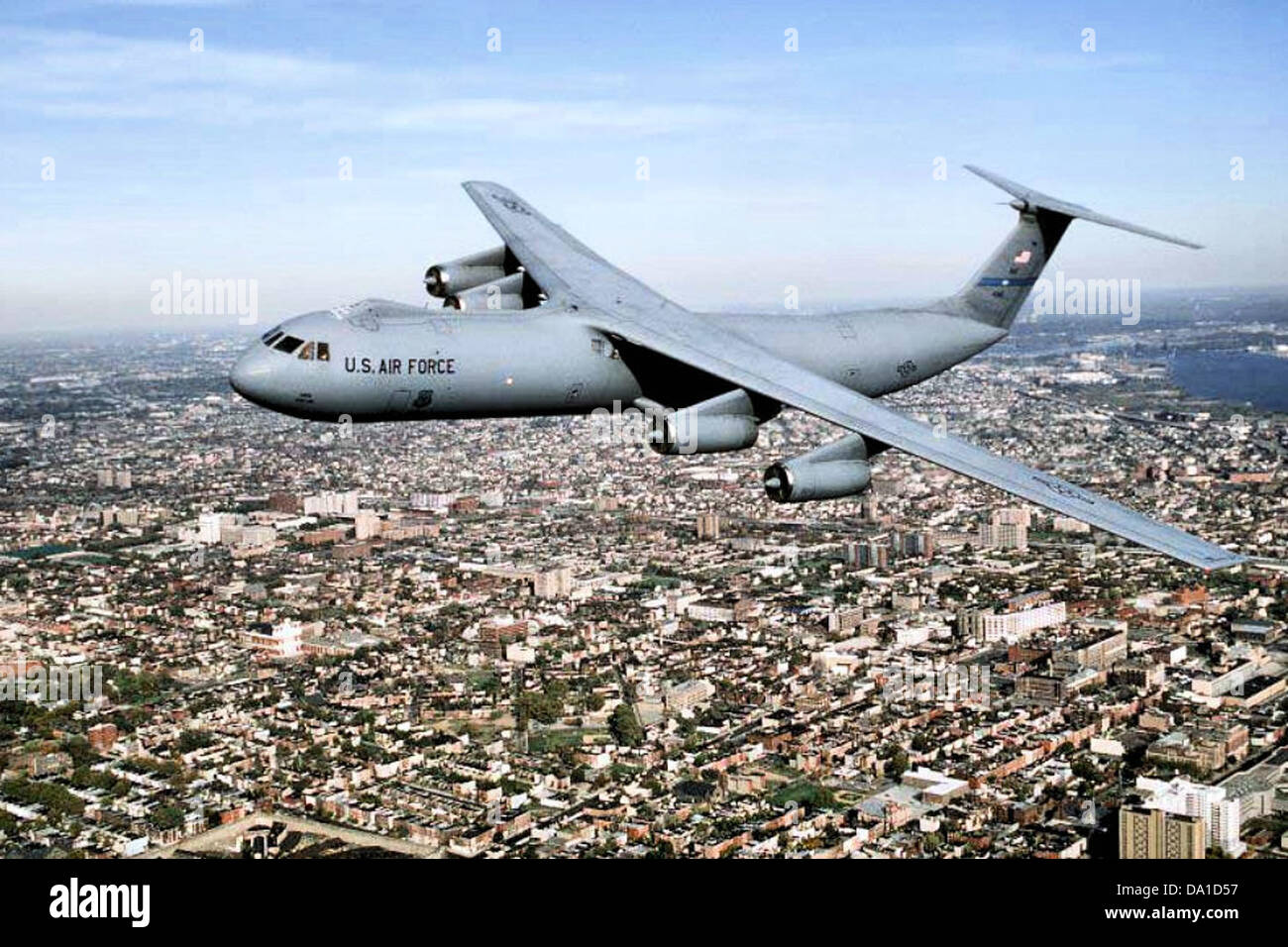 The C-141 Starlifter, tail number 64-0616, flies over Philadelphia in ...