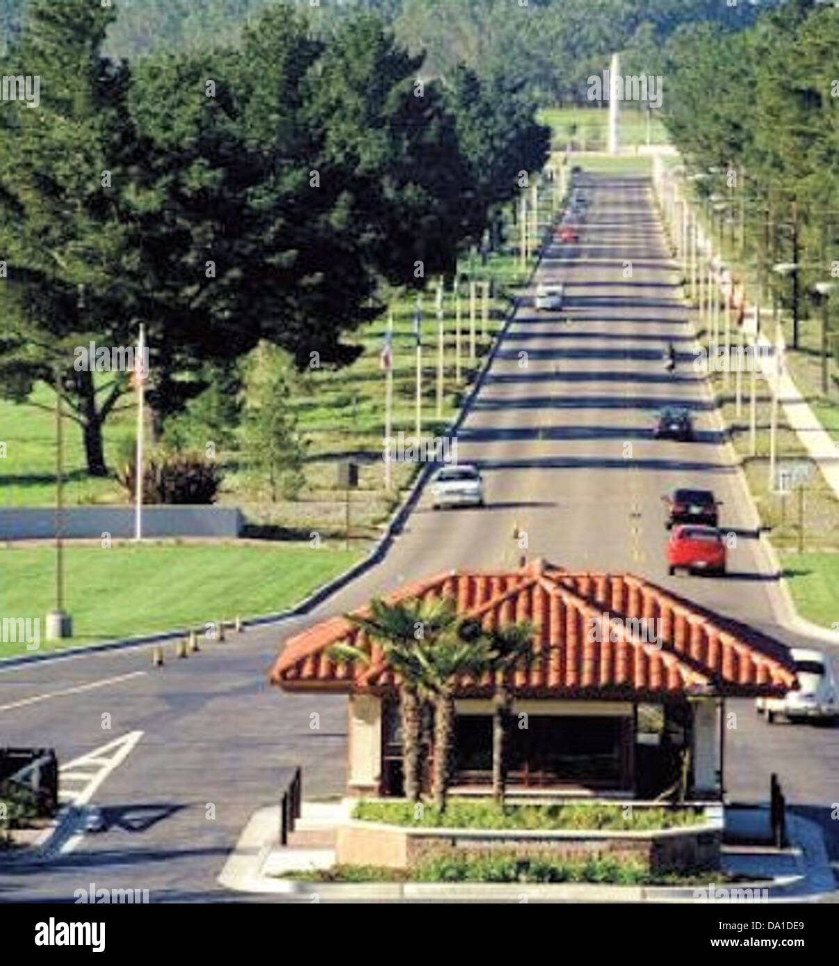 This photograph shows the main gate of Vandenberg Air Force Base ...