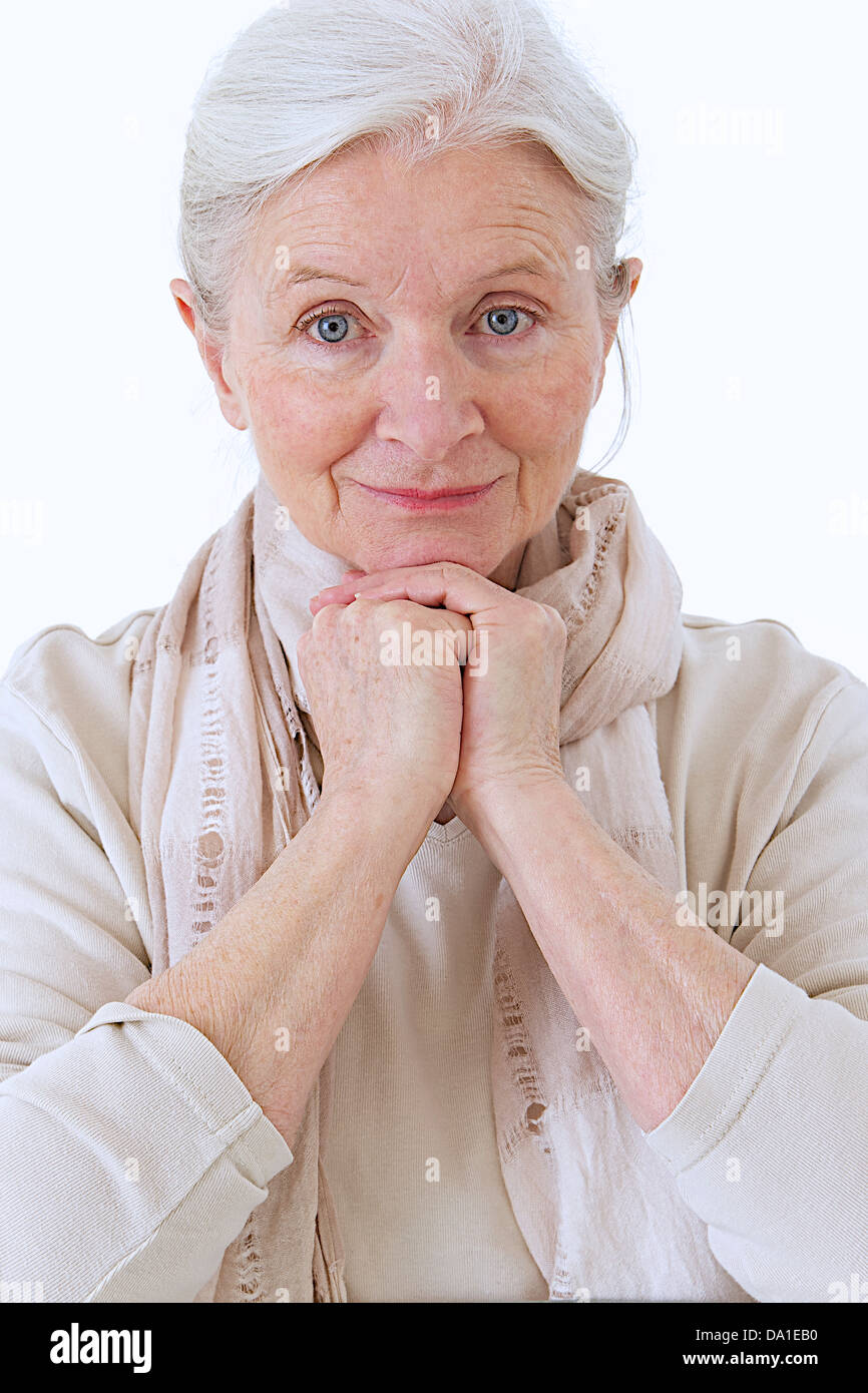 PORTRAIT OF +65 YR-OLD WOMAN Stock Photo - Alamy