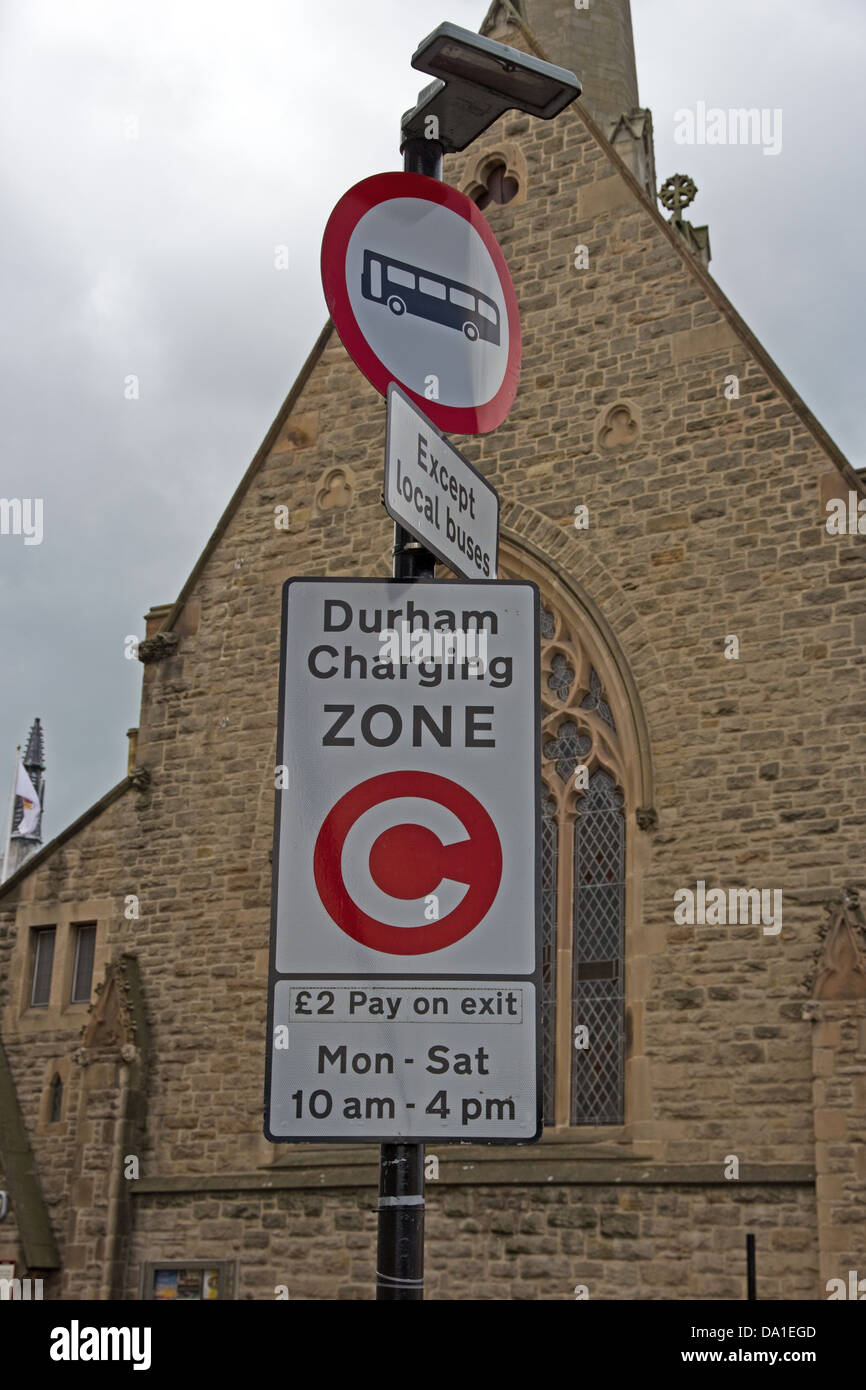Sign showing Durham Congestion Zone Stock Photo - Alamy