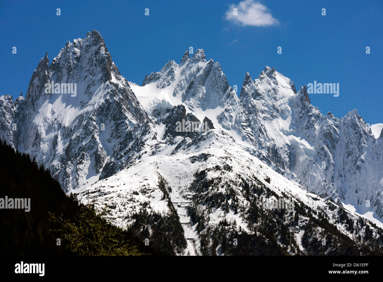 Chamonix Aiguilles seen from Chamonix Mont Blanc Stock Photo - Alamy