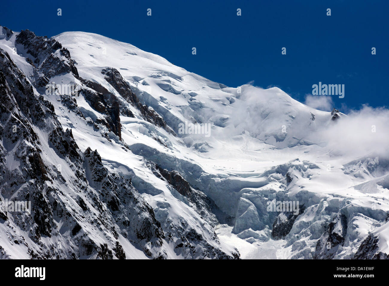 Mont Blanc summit seen from Chamonix Mont Blanc Stock Photo - Alamy