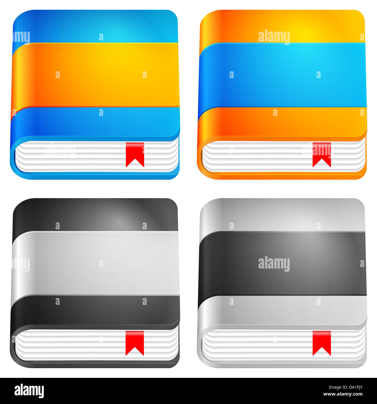 Hardcover book set on white background. Vector illustration Stock Photo ...