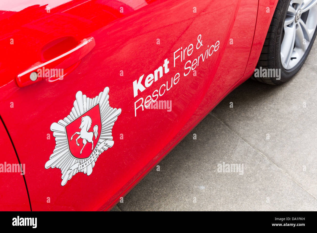 Kent Fire and Rescue Fire Station Logo on a car Stock Photo - Alamy