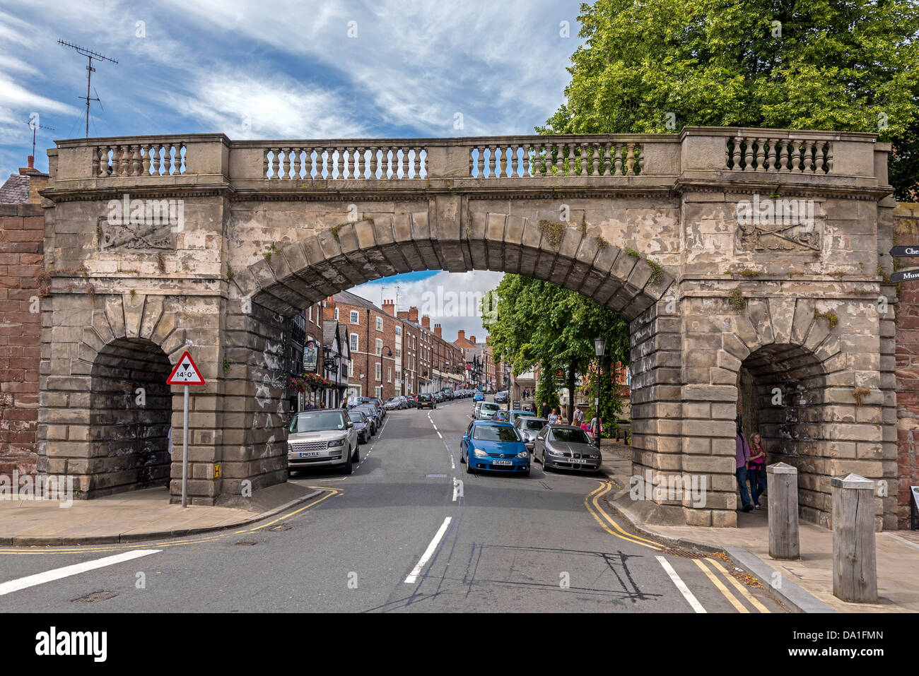 Bridgegate in Chester, Cheshire, England, forms part of the city walls ...