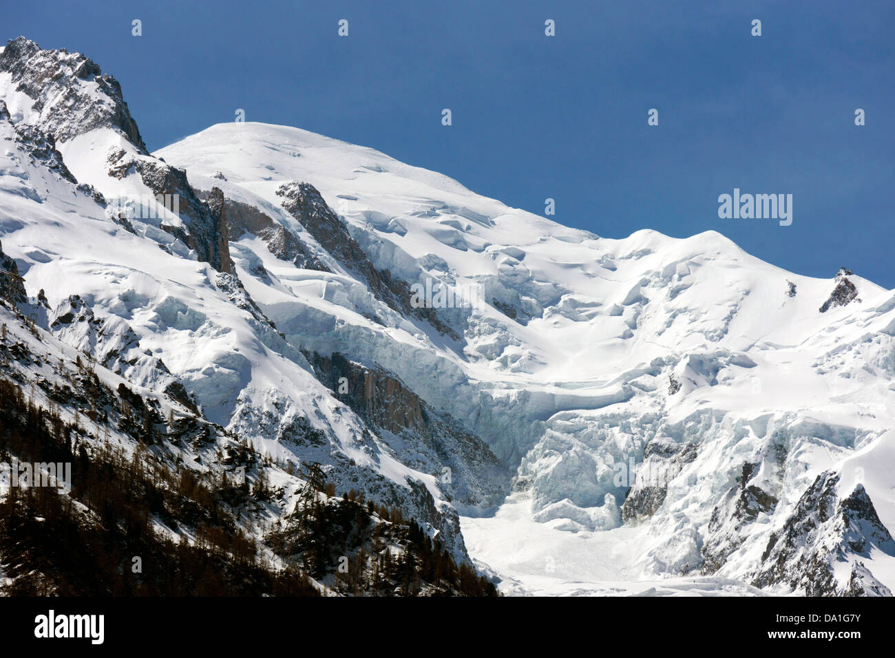 Mont Blanc summit seen from Chamonix Mont Blanc Stock Photo - Alamy