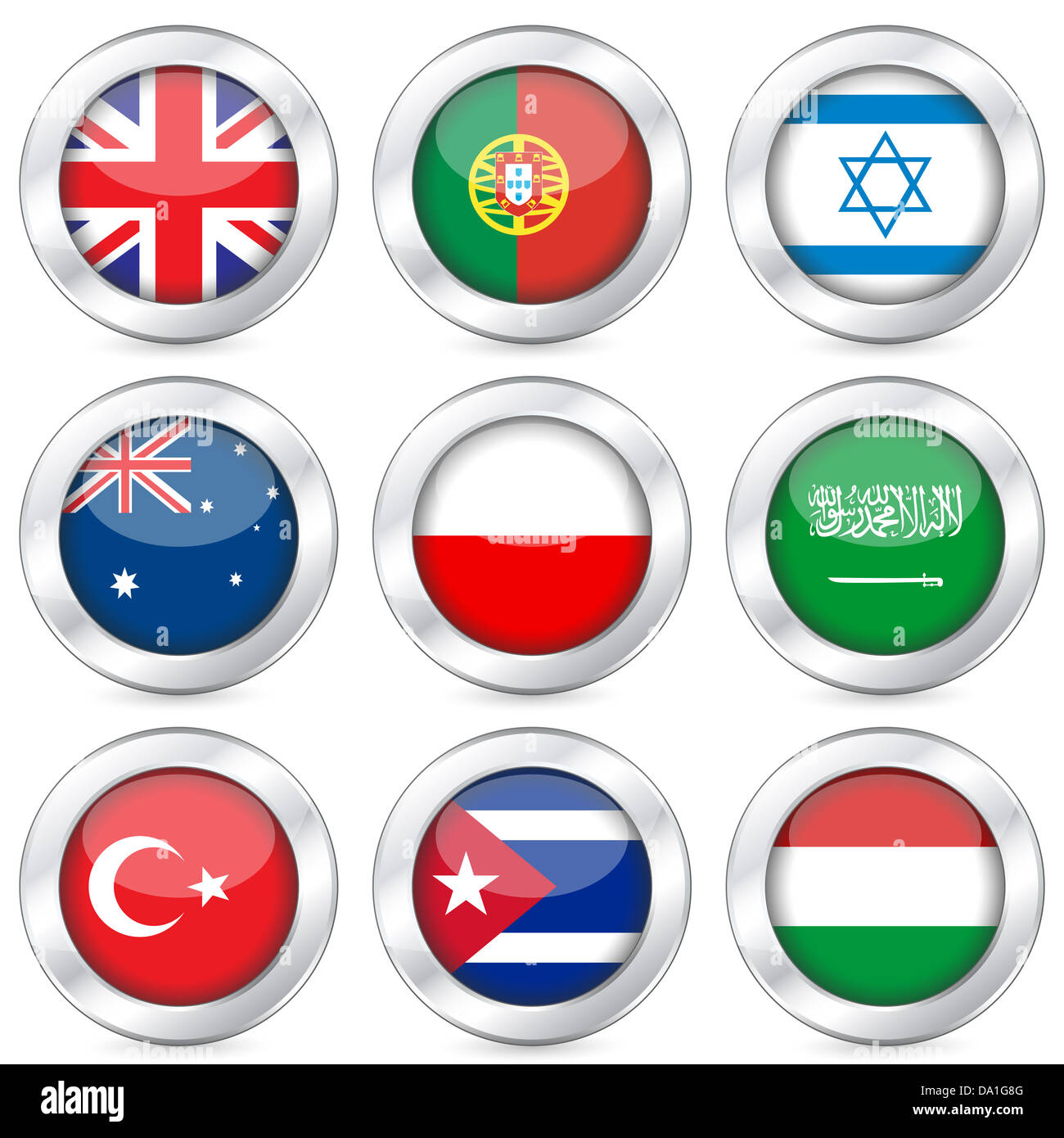 National flag button set on a white background. Vector illustration ...