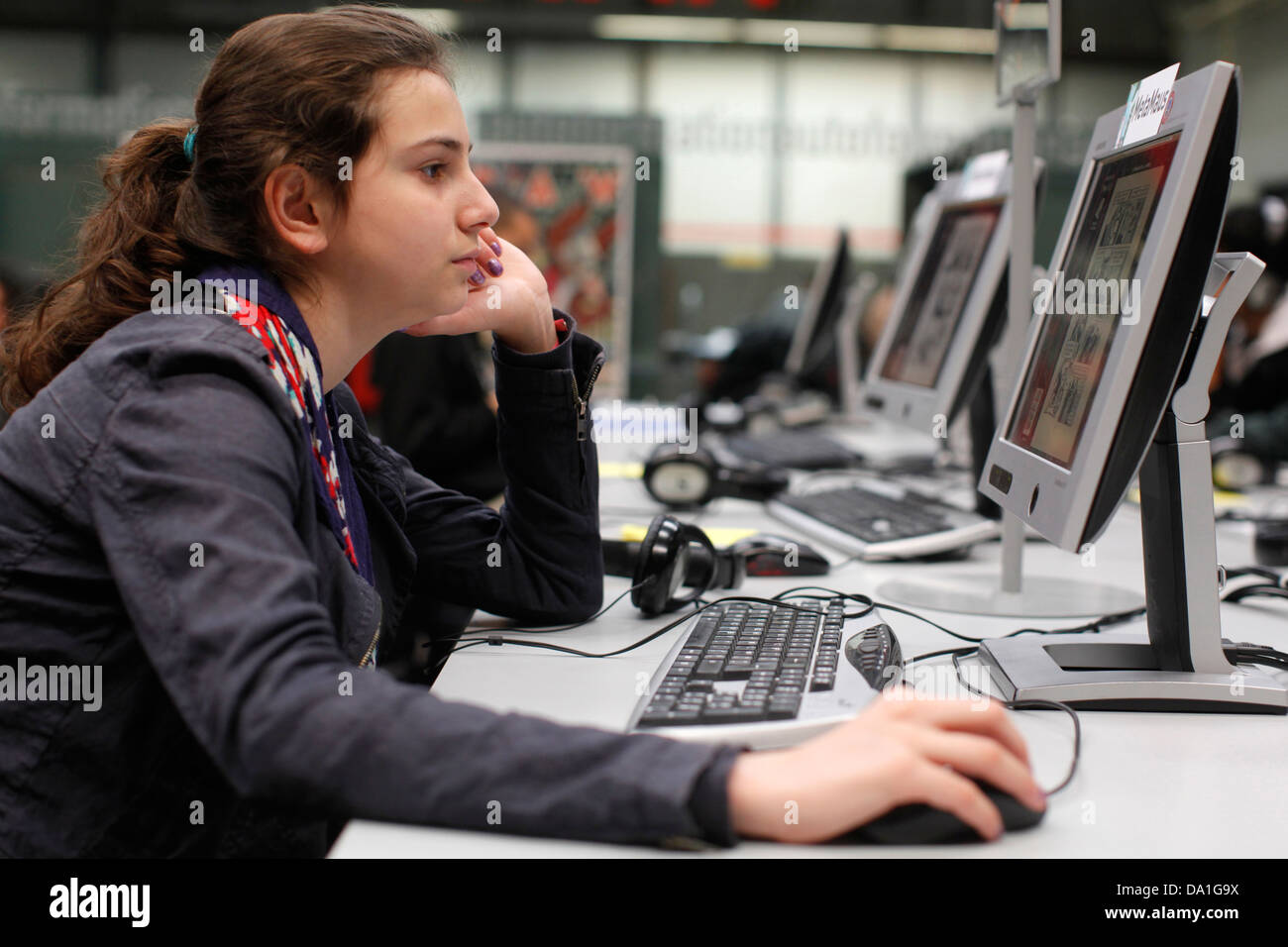 Youth in a public library Stock Photo - Alamy