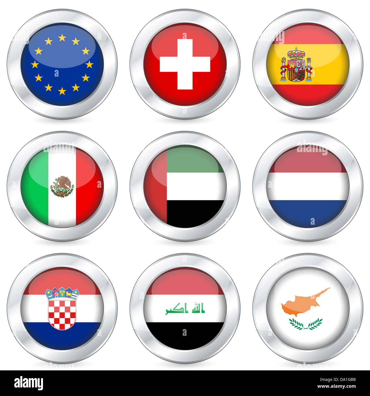 National flag button set on a white background. Vector illustration ...