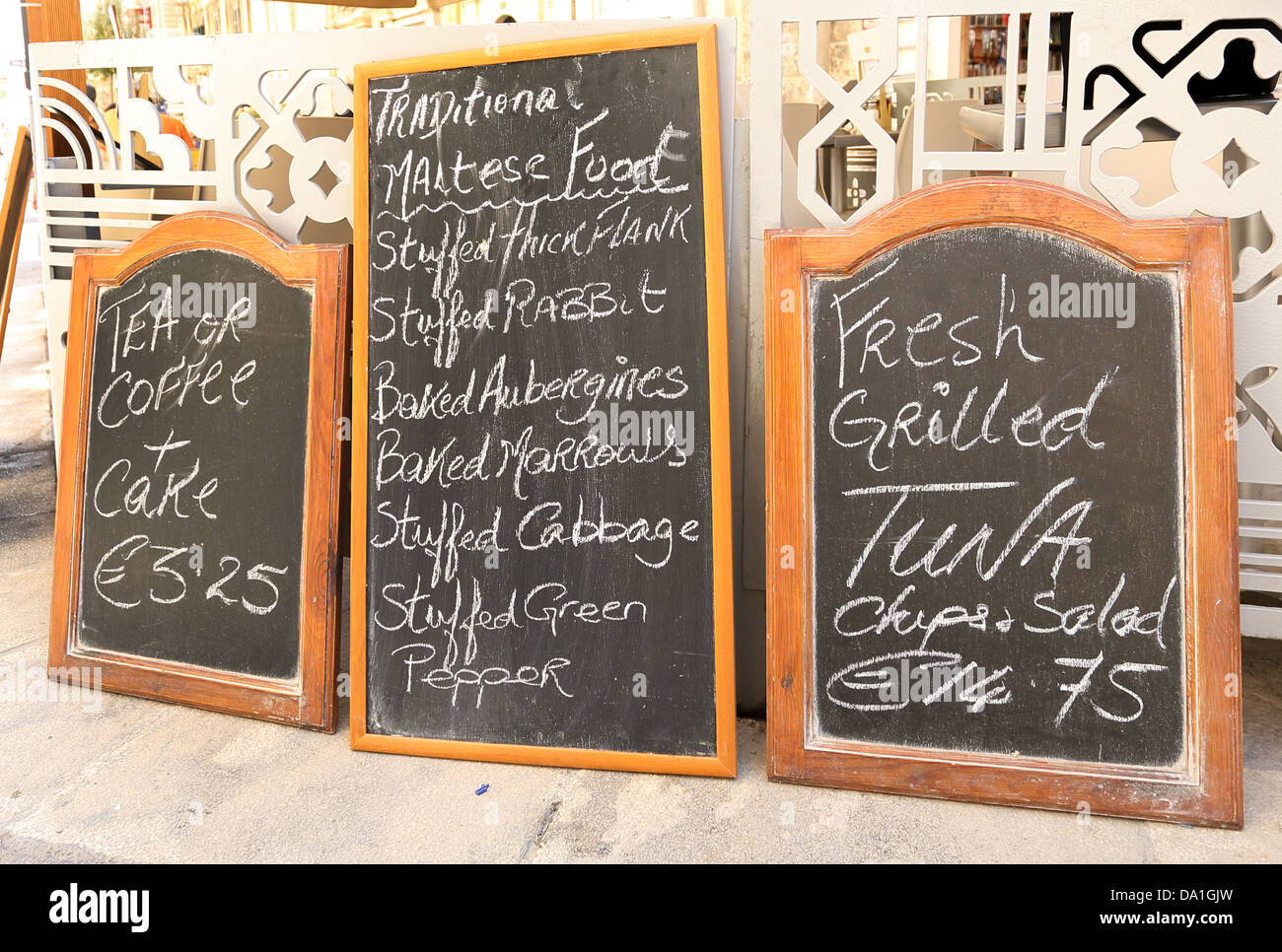 MENU RESTAURANT BOARD,MALTA Stock Photo - Alamy