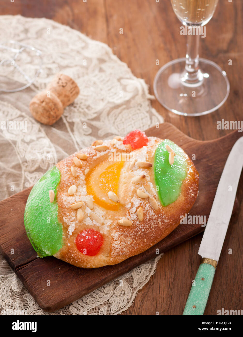Traditional Catalan candied fruit brioche for Sant Joan Stock Photo - Alamy