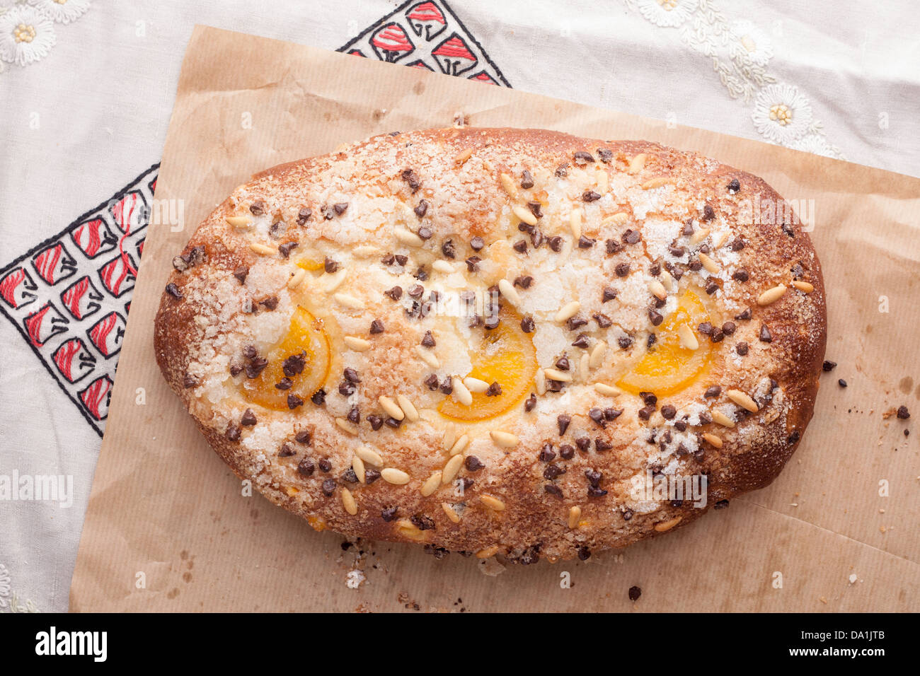 Traditional Catalan chocolate, pine nuts and candied orange brioche ...