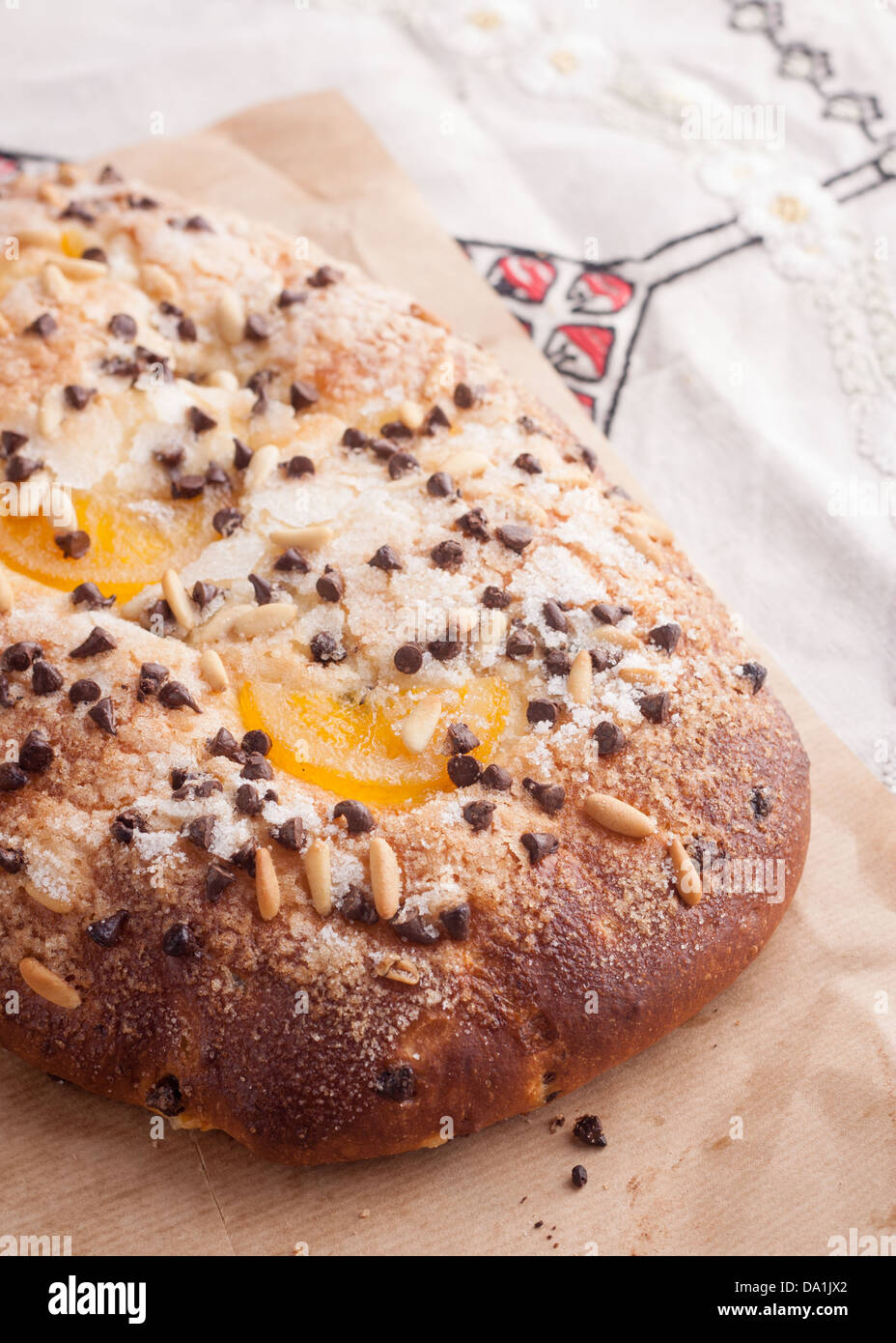Traditional Catalan chocolate, pine nuts and candied orange brioche ...