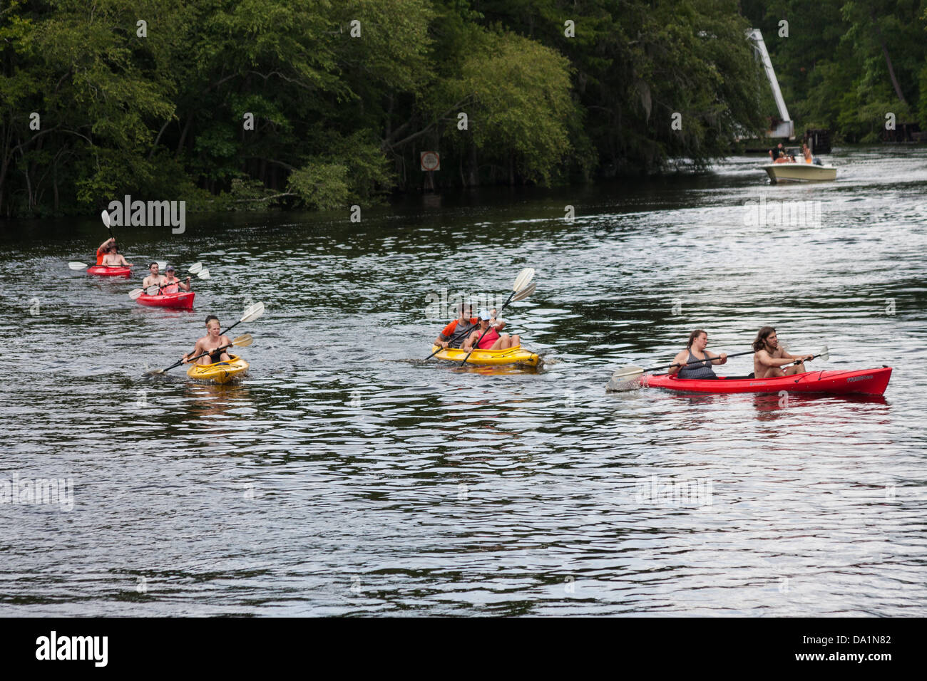 People Kayaking On The River Stock Photo - Alamy