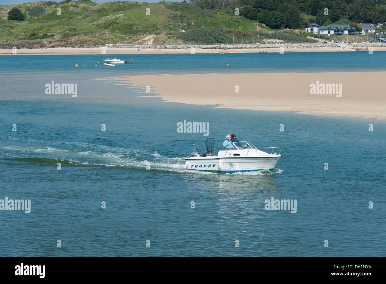 A pleasure fishing boat on the river Camel estuary Padstow Cornwall UK ...