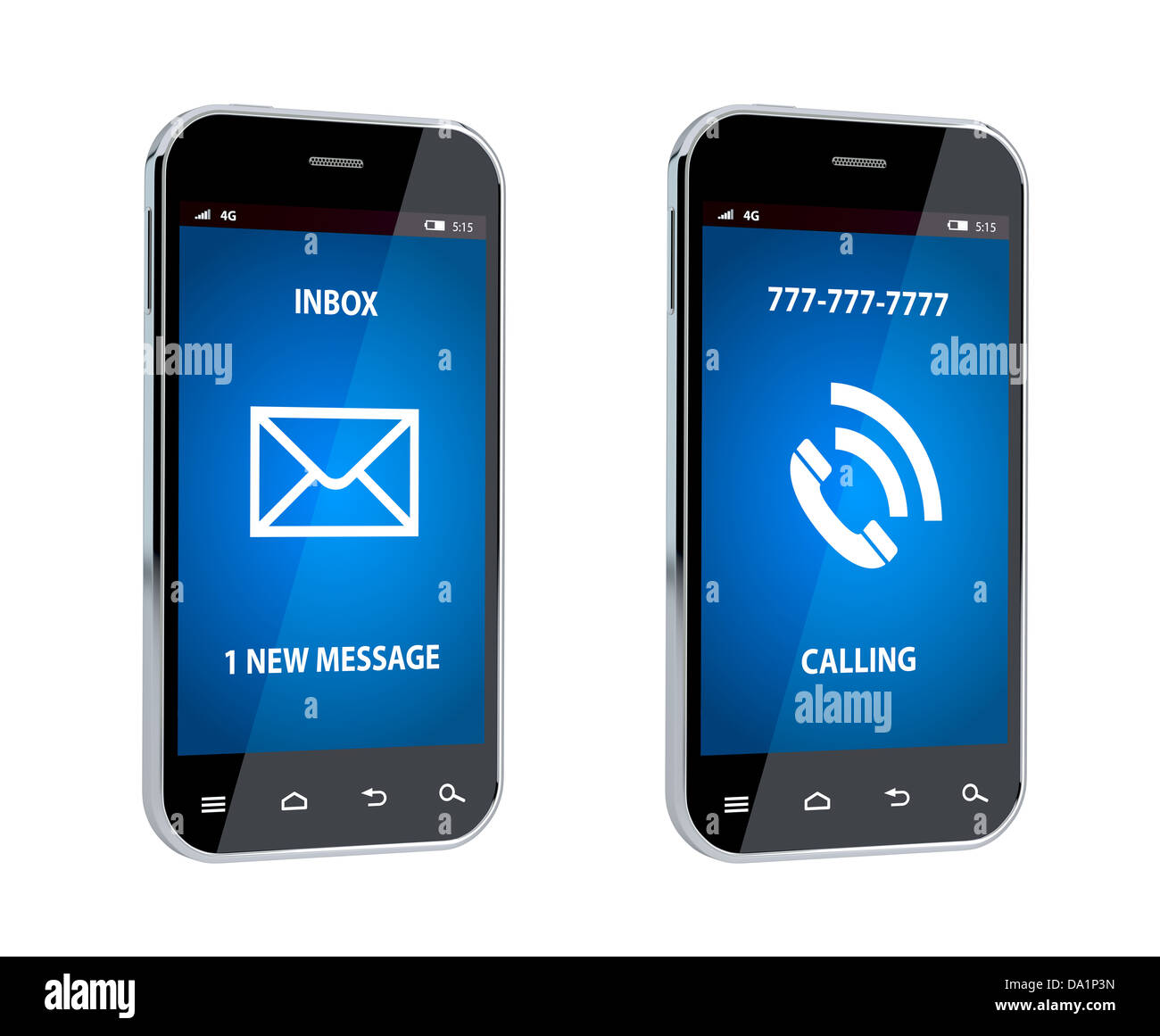 3d render of mobile phone with call and message sign Stock Photo - Alamy