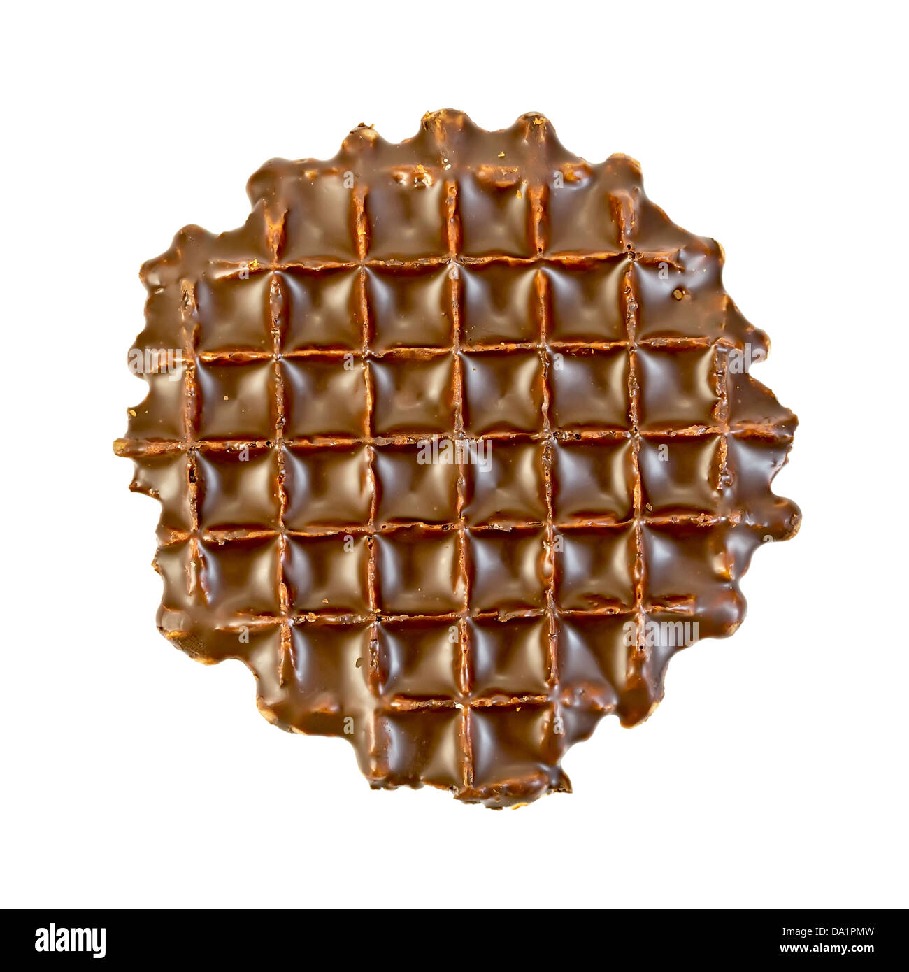 One waffle with chocolate isolated on white background Stock Photo - Alamy