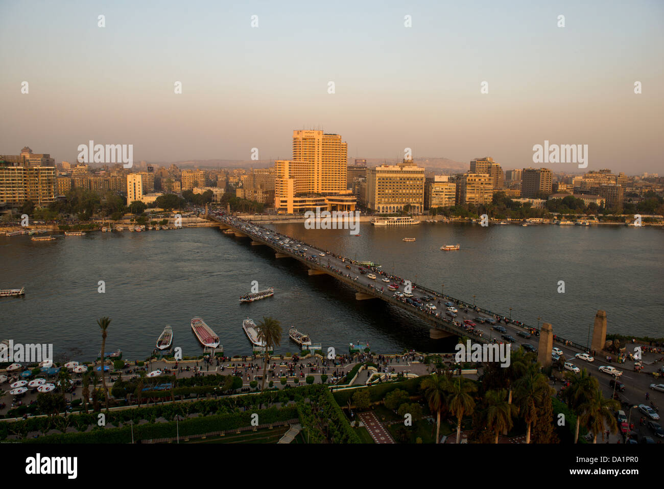 Sunset view of Cairo and Nile river Stock Photo - Alamy