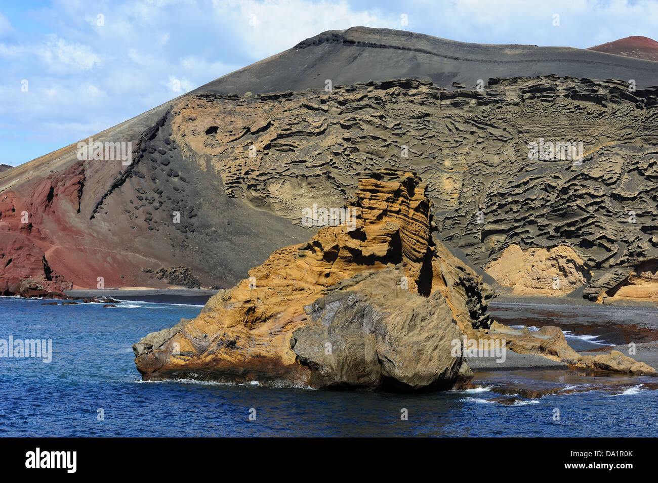 coast near of Green Lagoon, El Golfo, Lanzarote, Canary Islands, Spain ...
