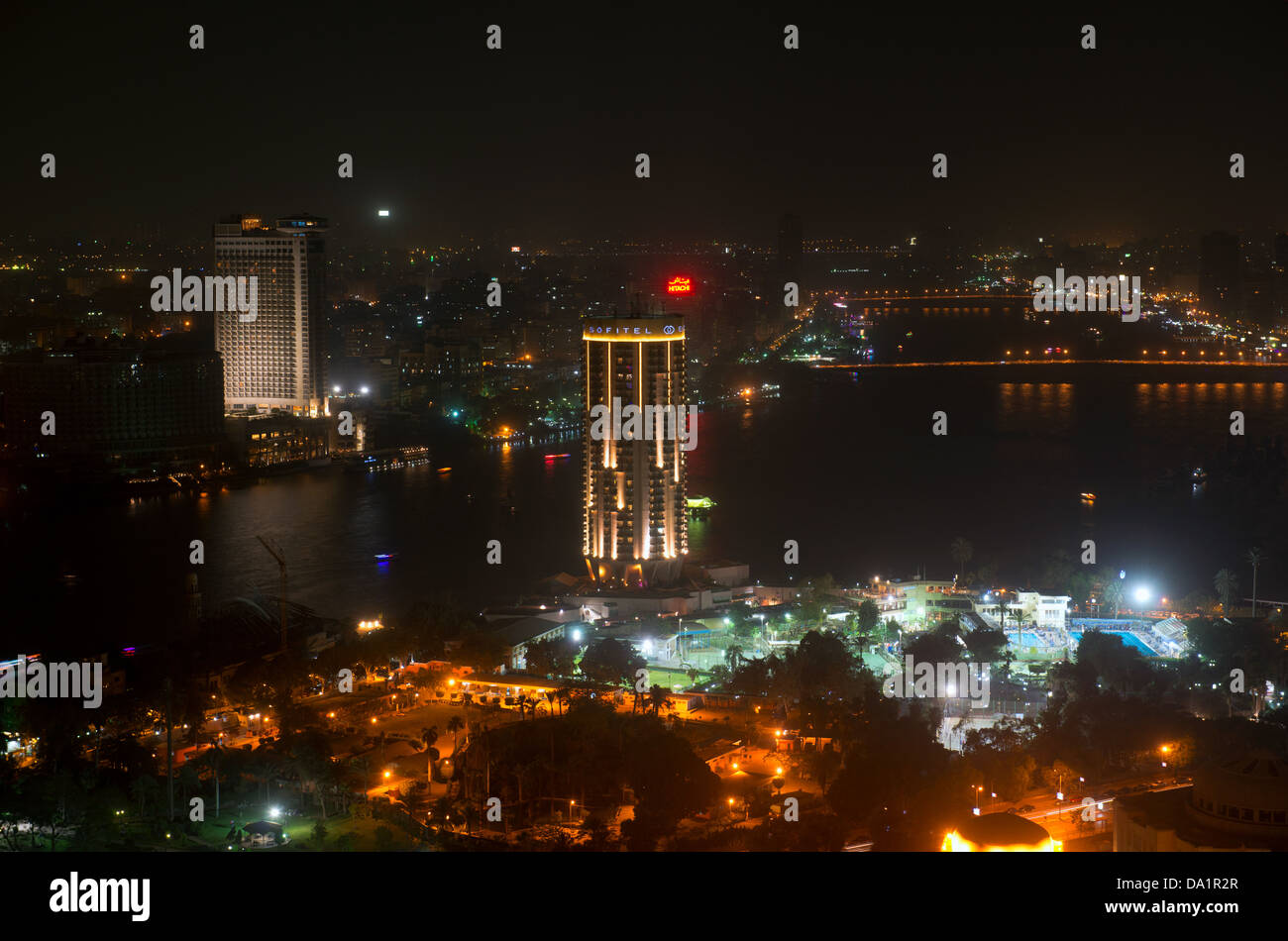Night view of Cairo and Nile river from Cairo tower Stock Photo - Alamy