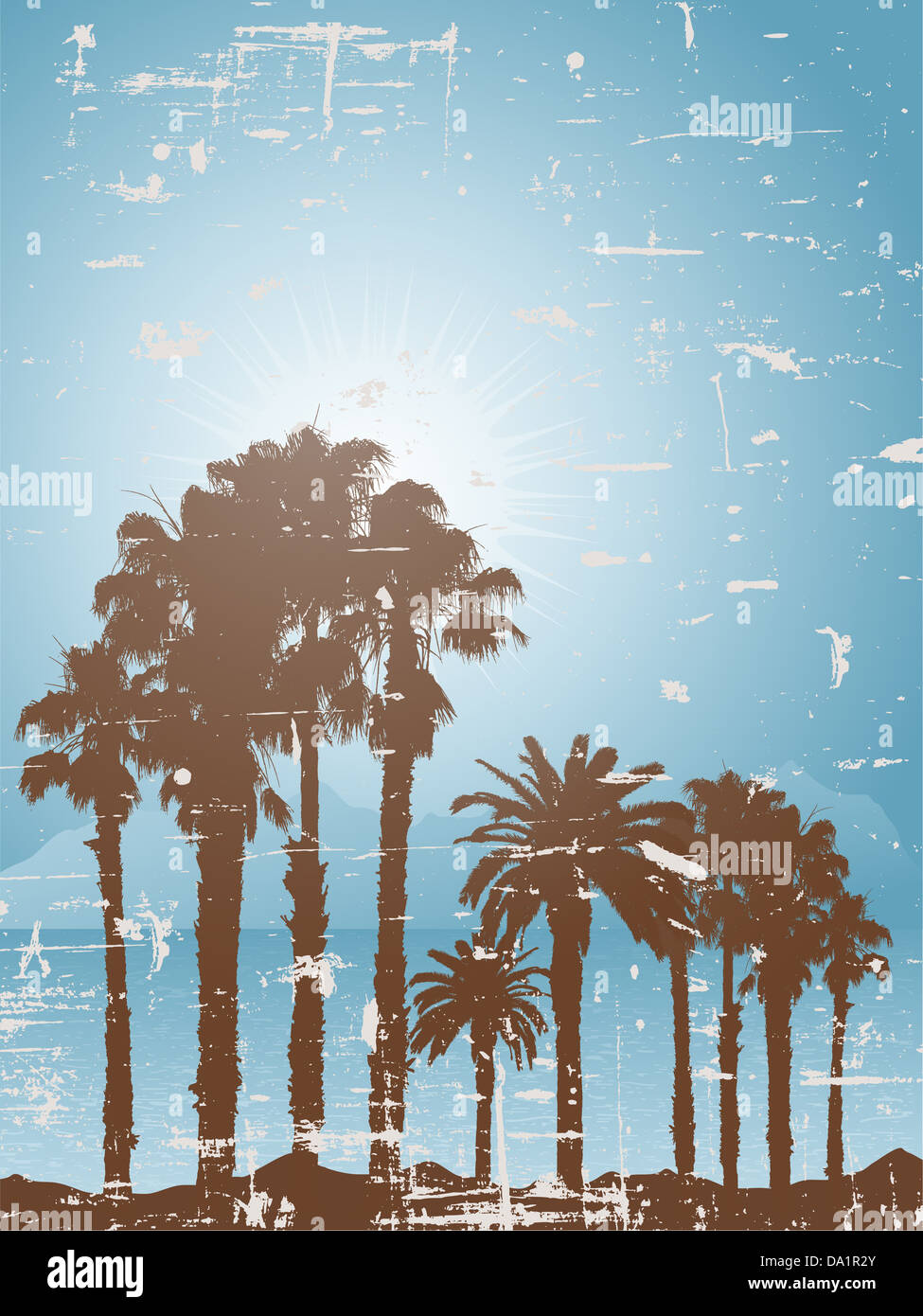 Tropical landscape with a grunge style effect Stock Photo - Alamy