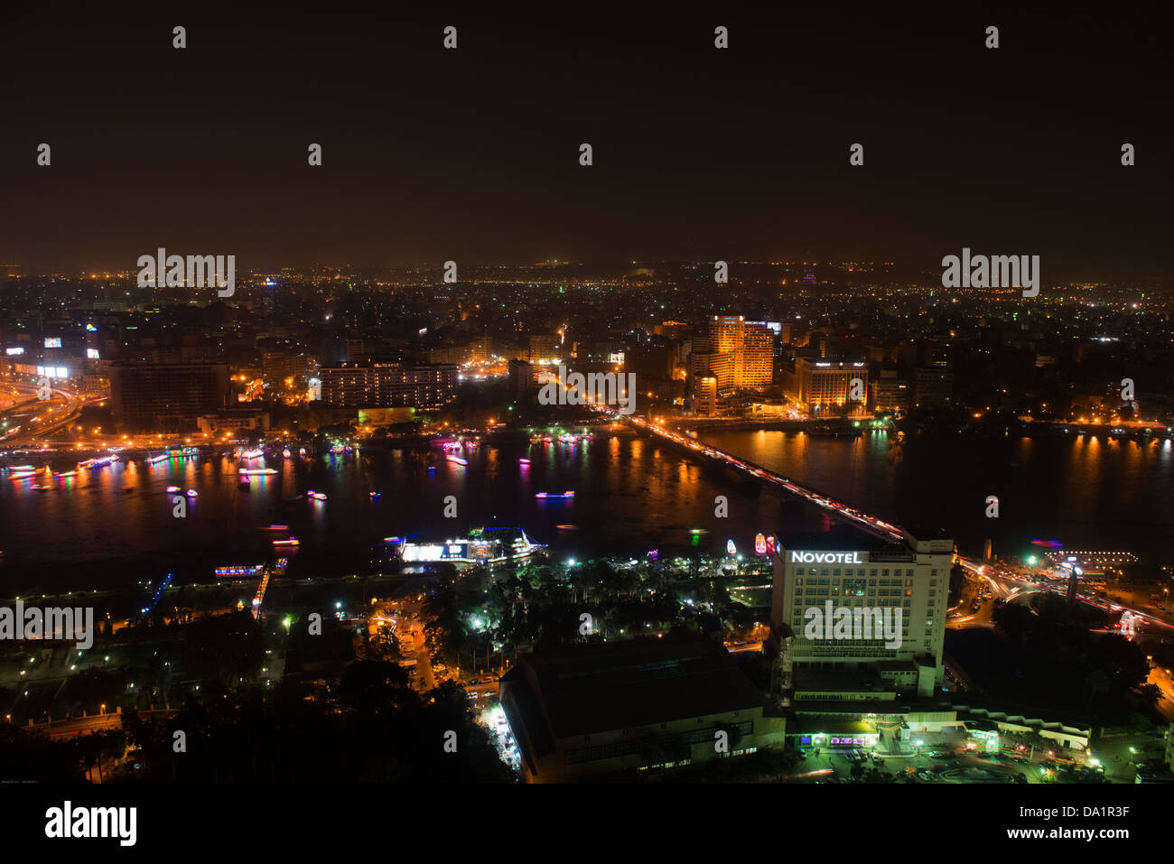 Night view of Cairo and Nile river from Cairo tower Stock Photo - Alamy