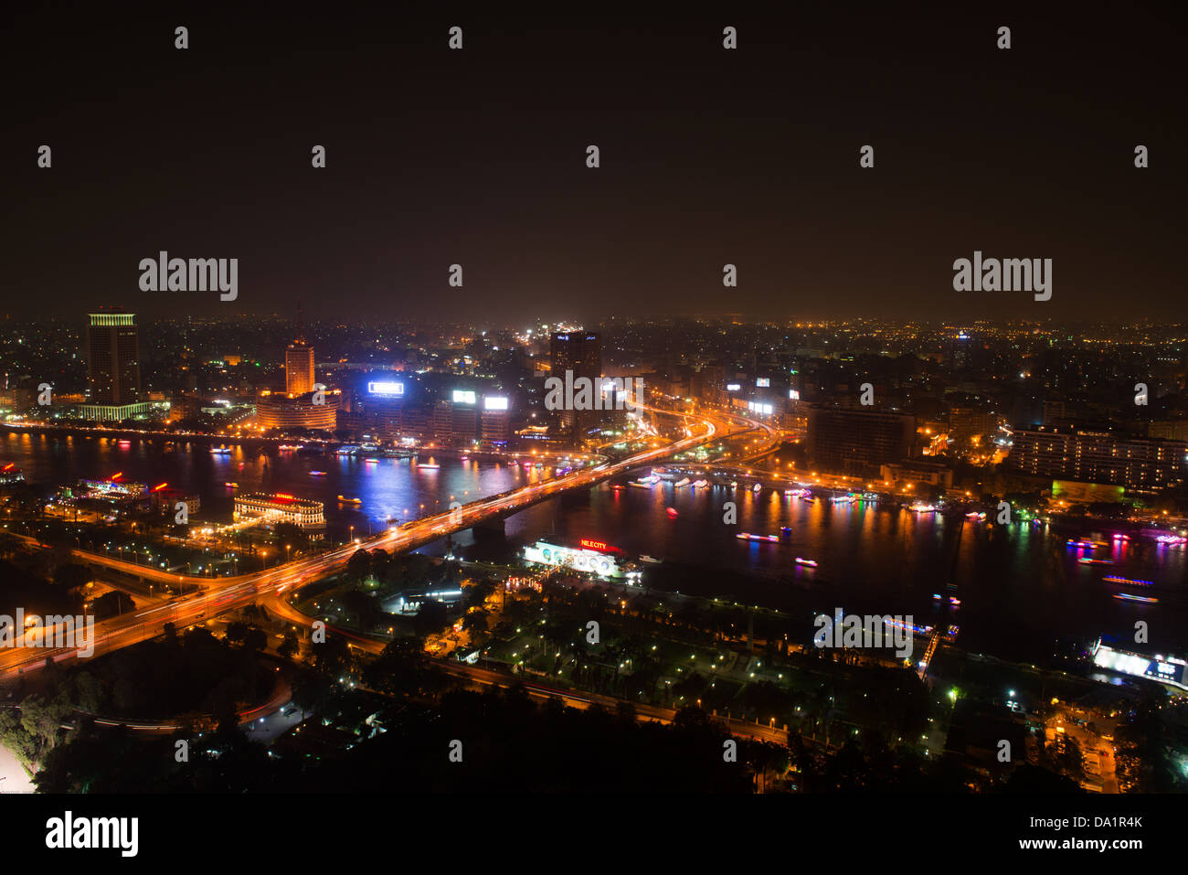 Night view of Cairo and Nile river from Cairo tower Stock Photo - Alamy