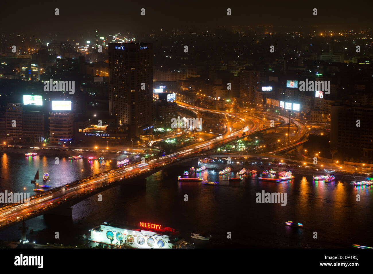 Night view of Cairo and Nile river from Cairo tower Stock Photo - Alamy