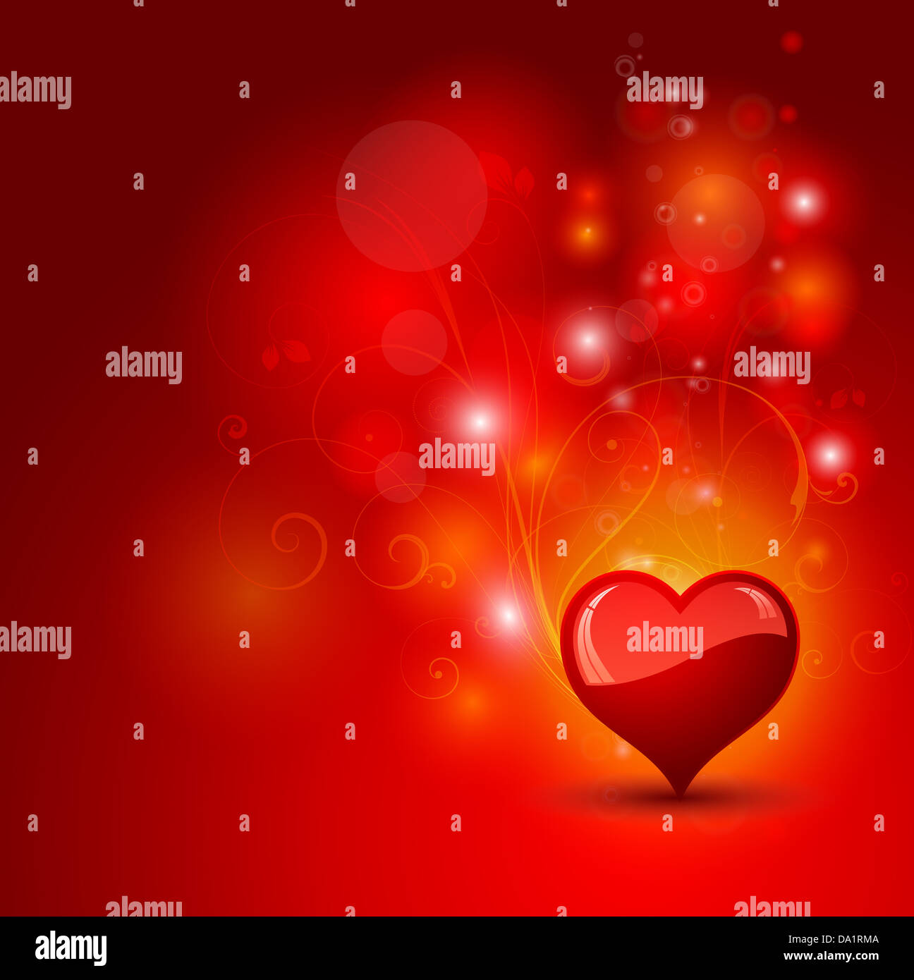 Decorative heart background with abstract floral design background ...