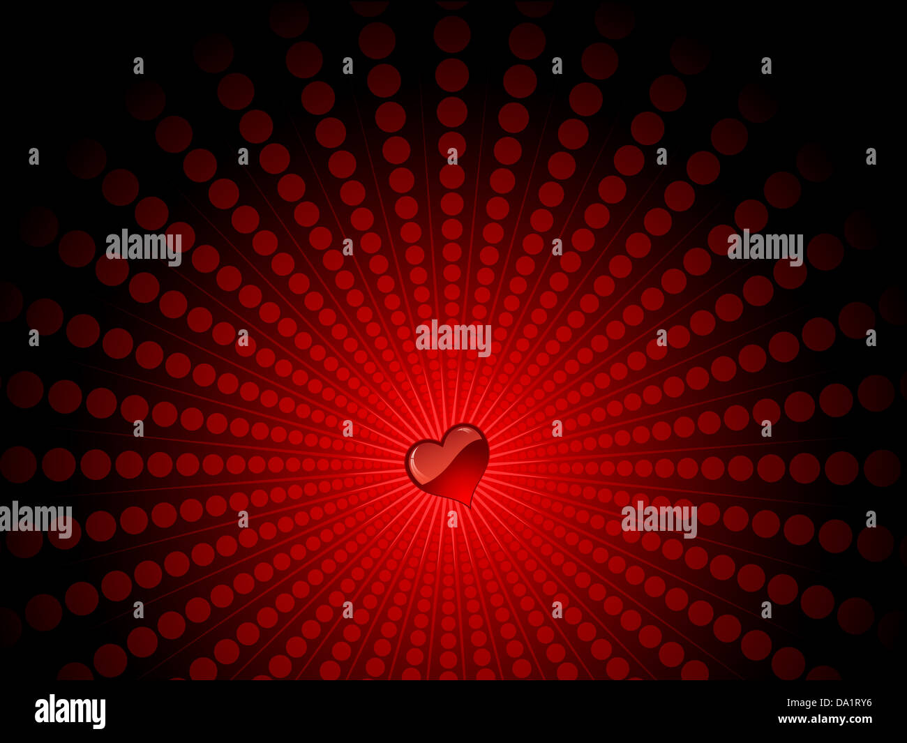 Glossy red heart on a star burst background Stock Photo - Alamy