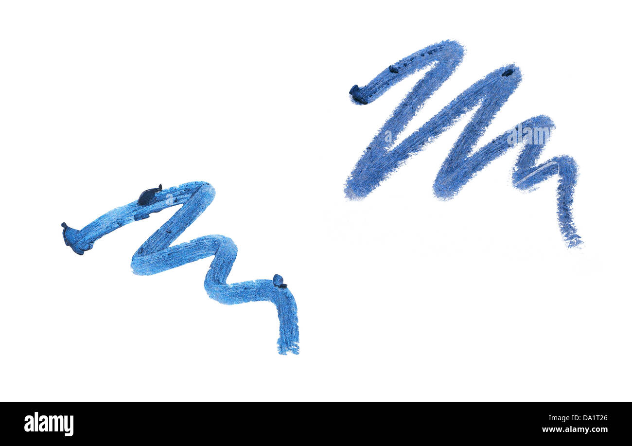 blue eyeliner squiggle cut out onto a white background Stock Photo - Alamy