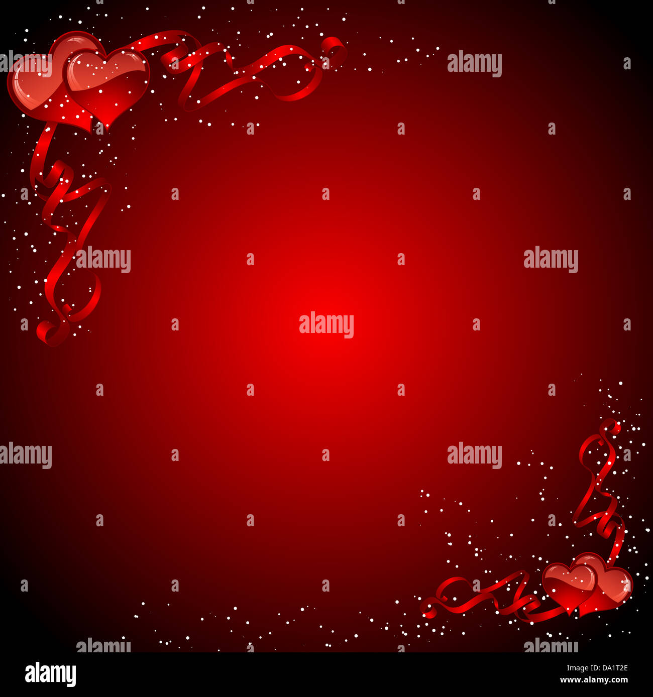 Decorative Valentines day background with hearts and ribbons Stock ...