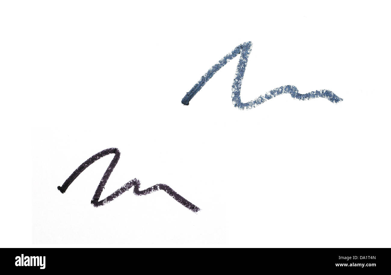 black blue eyeliner squiggle cut out onto a white background Stock ...