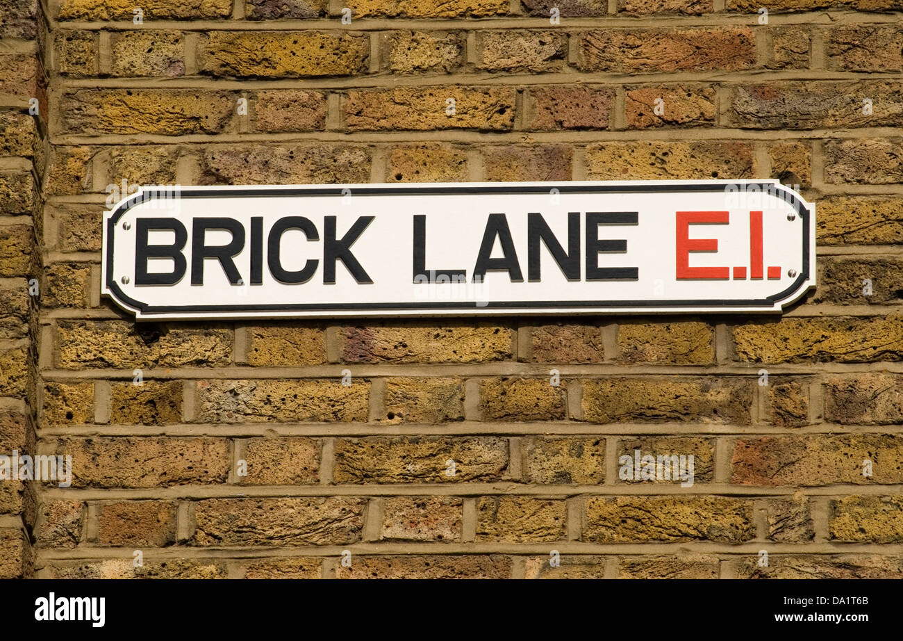 Brick Lane street road sign London E1. Tower Hamlets. HOMER SYKES Stock ...
