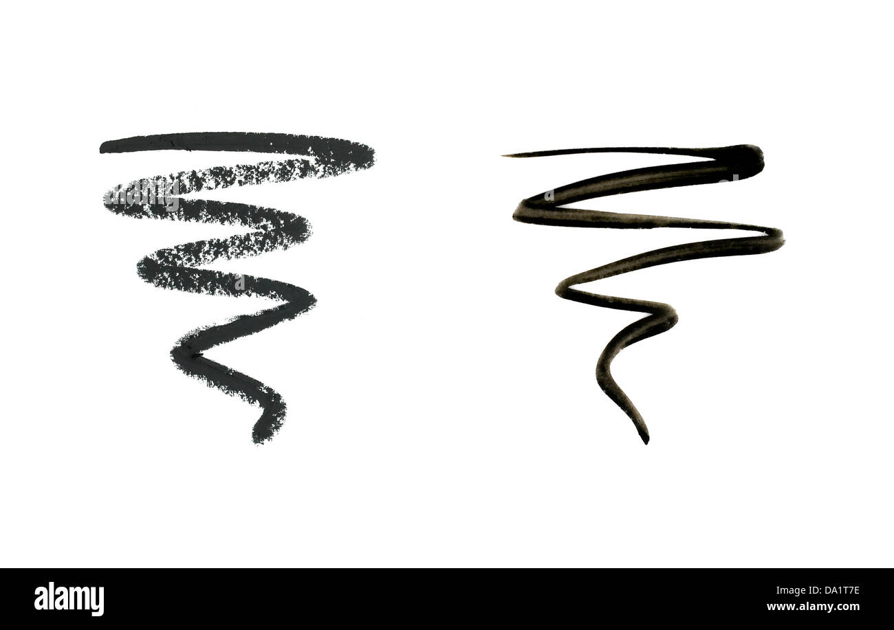 black eyeliner squiggle cut out onto a white background Stock Photo - Alamy
