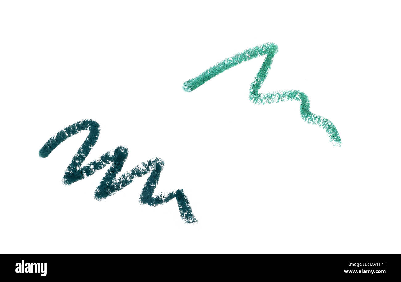 green eyeliner squiggle cut out onto a white background Stock Photo - Alamy