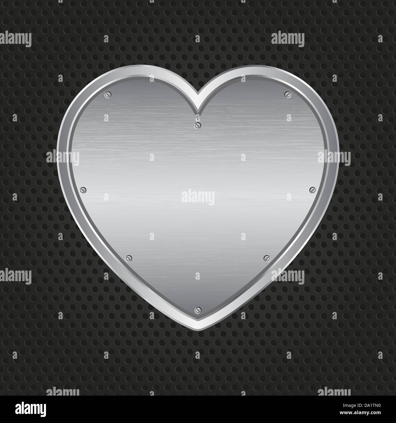 Metallic heart on a perforated metal background Stock Photo - Alamy