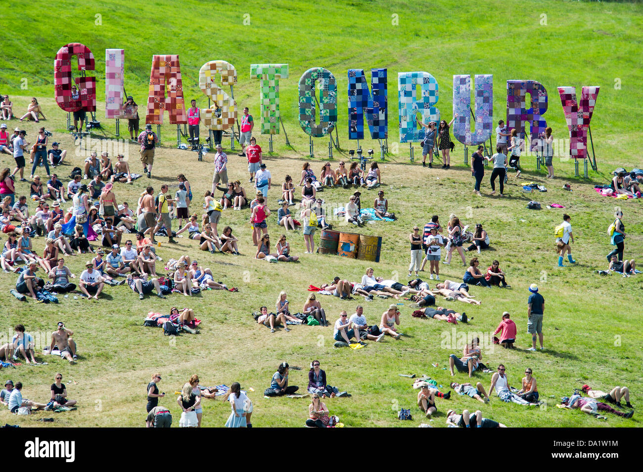 The Glastonbury sign. The 2013 Glastonbury Festival, Worthy Farm ...