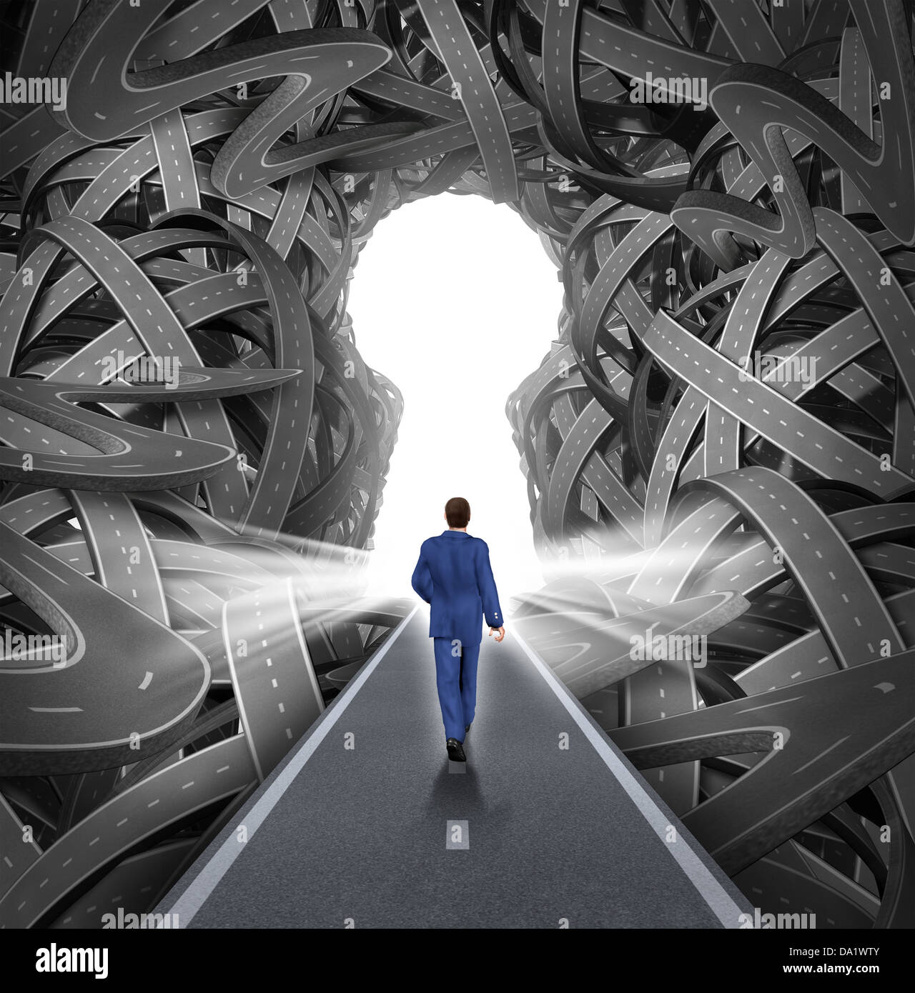 Direction solutions as a business leadership concept with a businessman ...