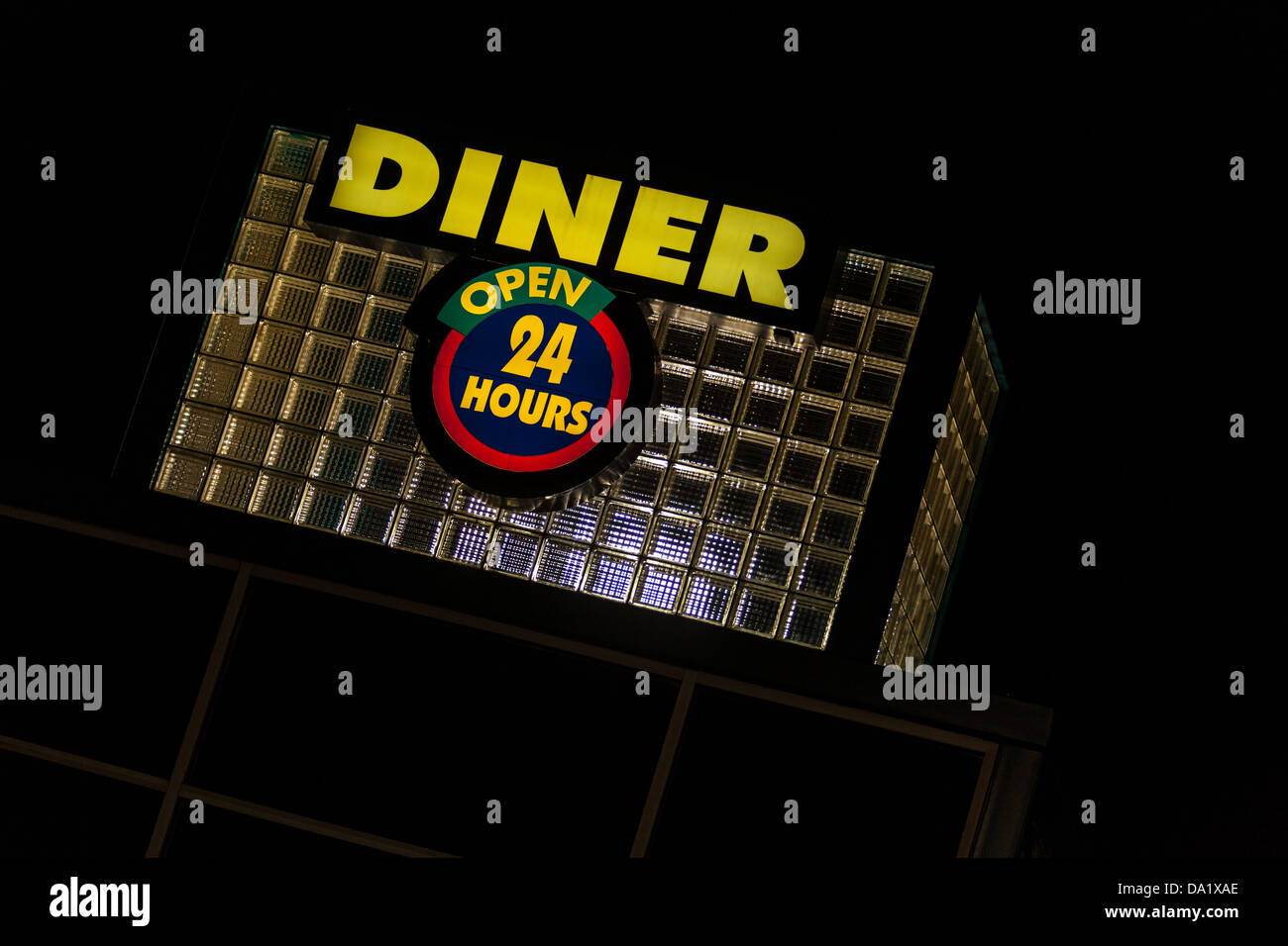 Illuminated open 24 hours sign hi-res stock photography and images - Alamy