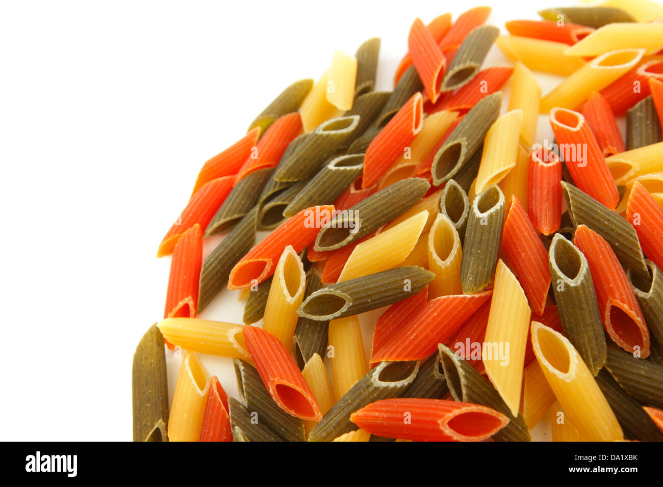 Colored pasta isolated on white background Stock Photo - Alamy
