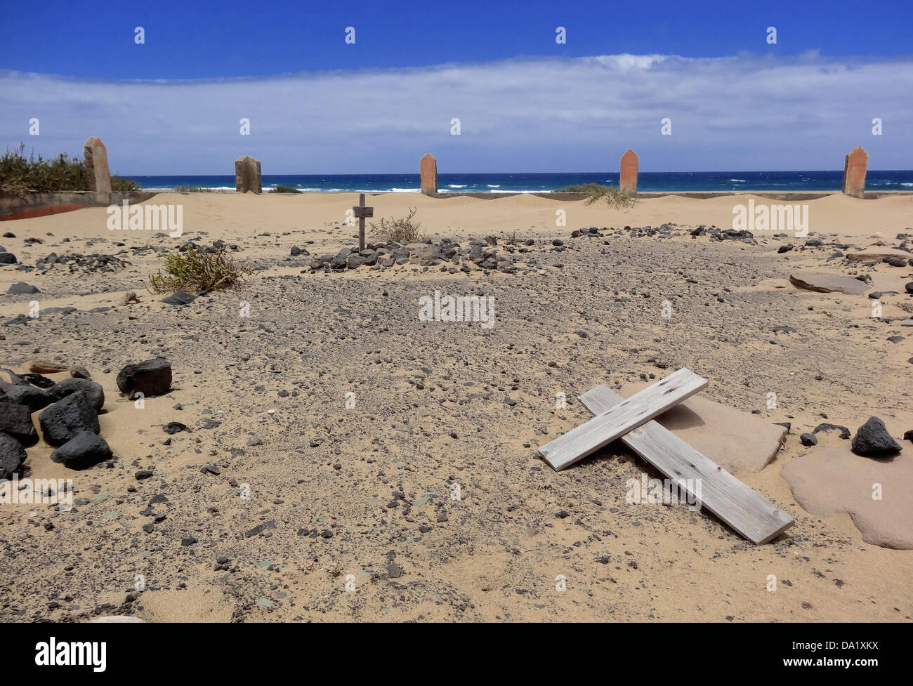 View of Cofete cemetery in the dunes near Morro Jable on the west coast ...