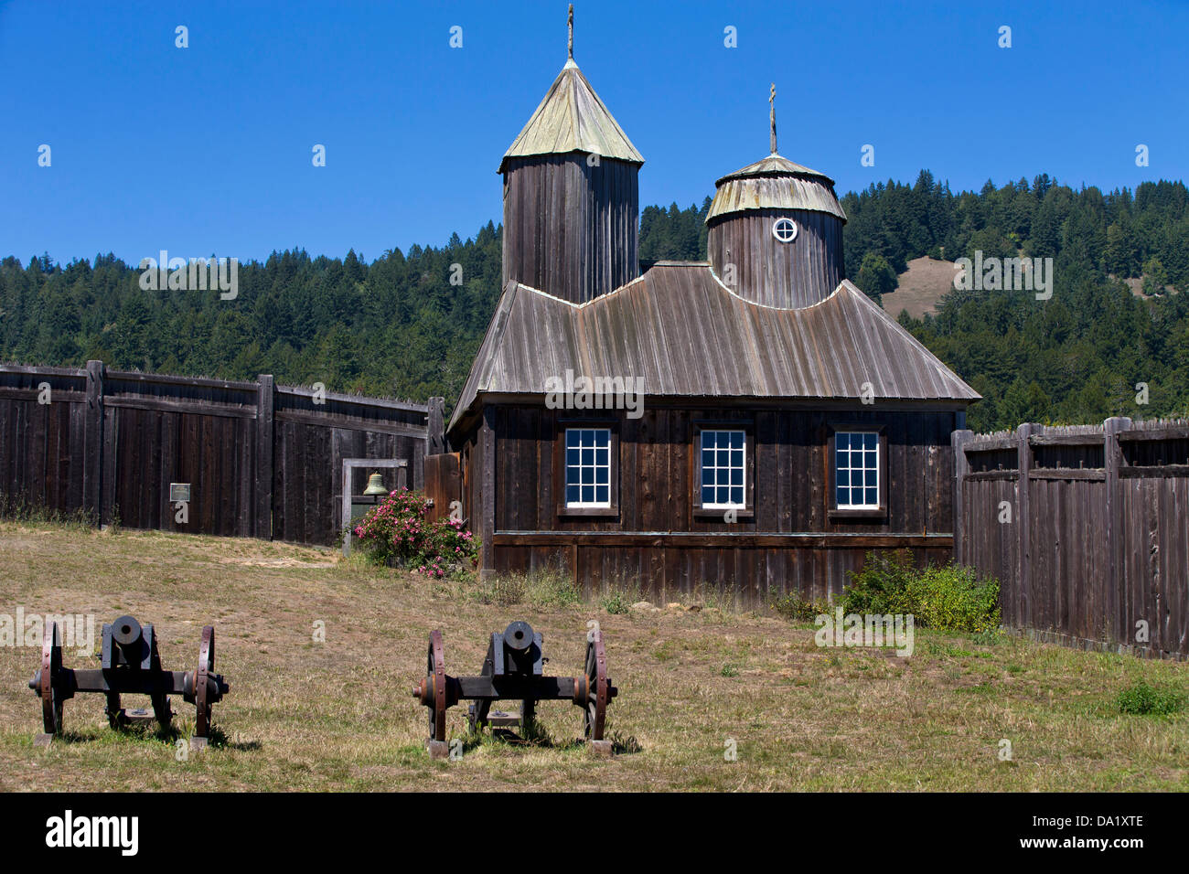 Cannons outside of Holy Trinity St. Nicholas Chapel, Fort Ross State ...