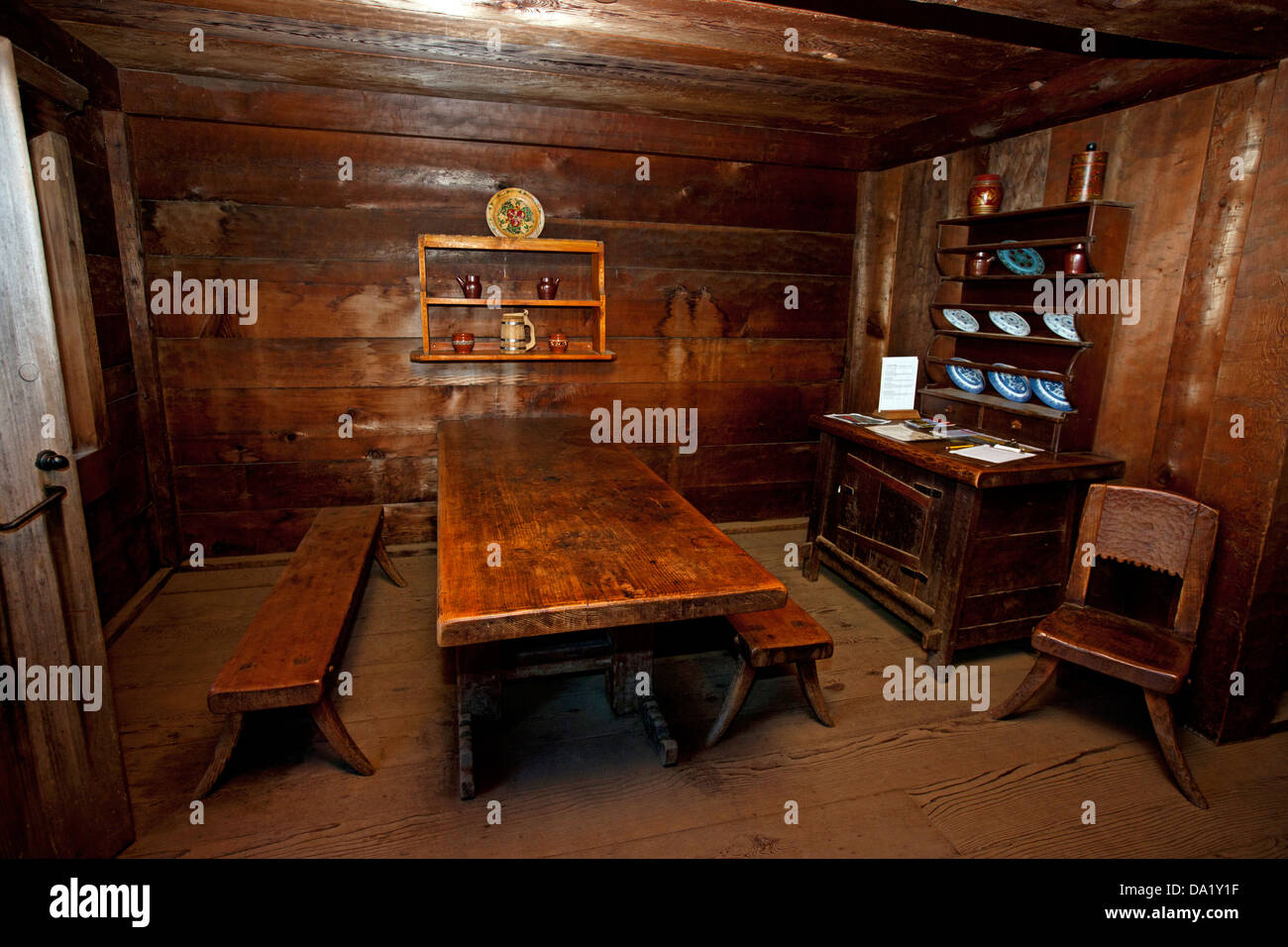 Dining area inside Rotchev House, Fort Ross State Historic Park, Sonoma ...