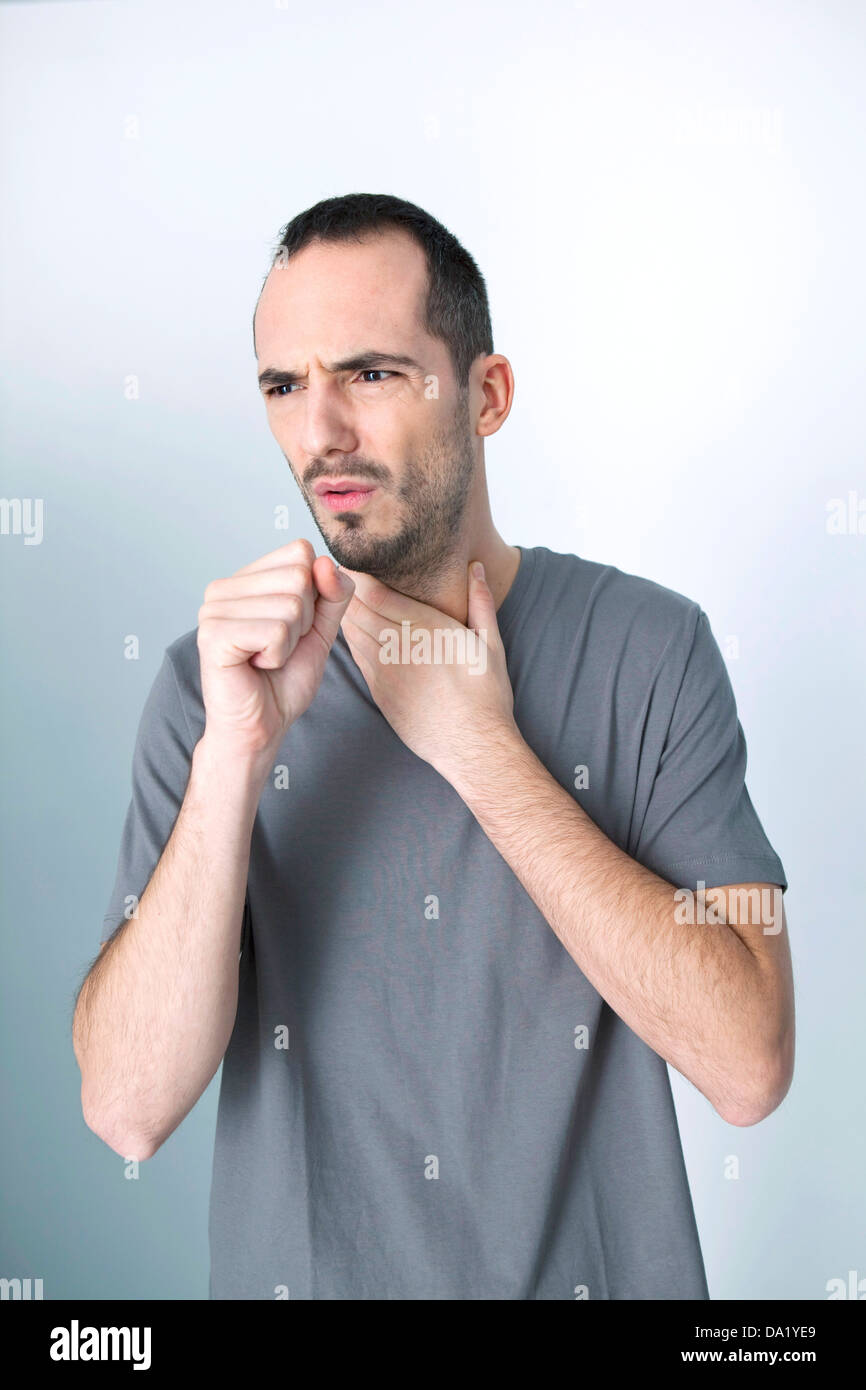 MAN COUGHING Stock Photo - Alamy